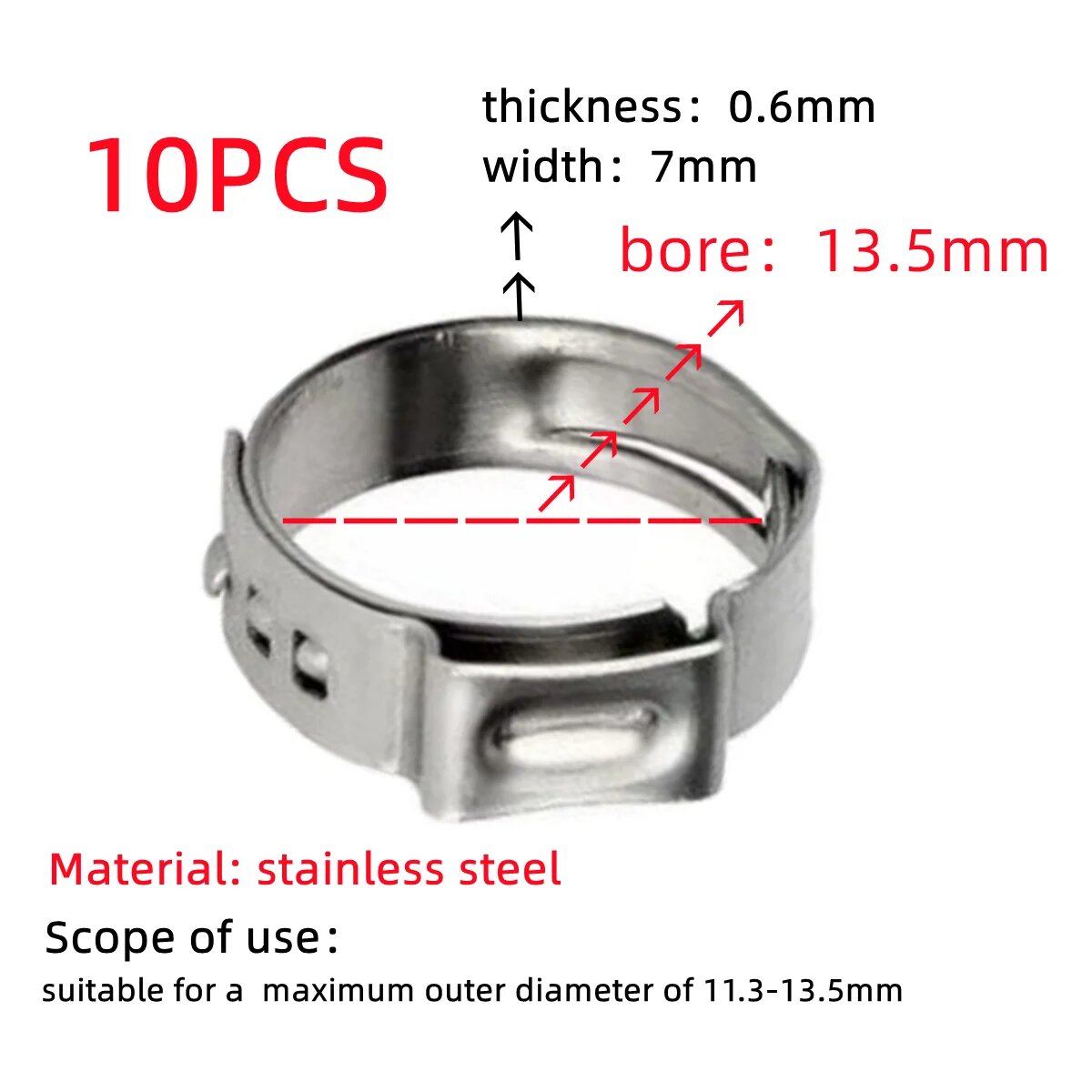 Зажимы хомуты из нержавеющей стали 13.5mm, 10шт