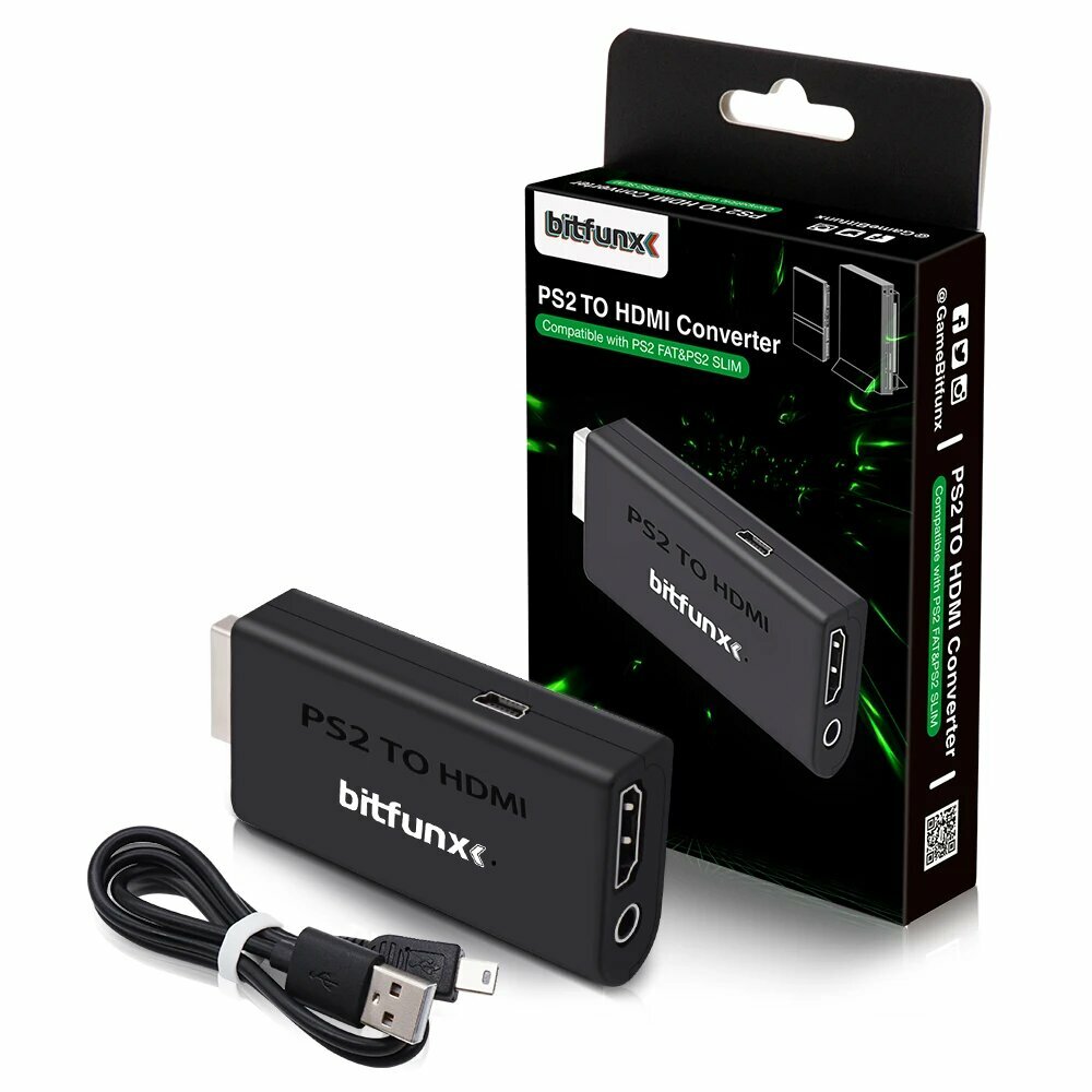 Преобразователь Bitfunx PS2 в HDMI, видео-аудио адаптер с USB-кабелем для SONY Playstation 2, PS2, PS3