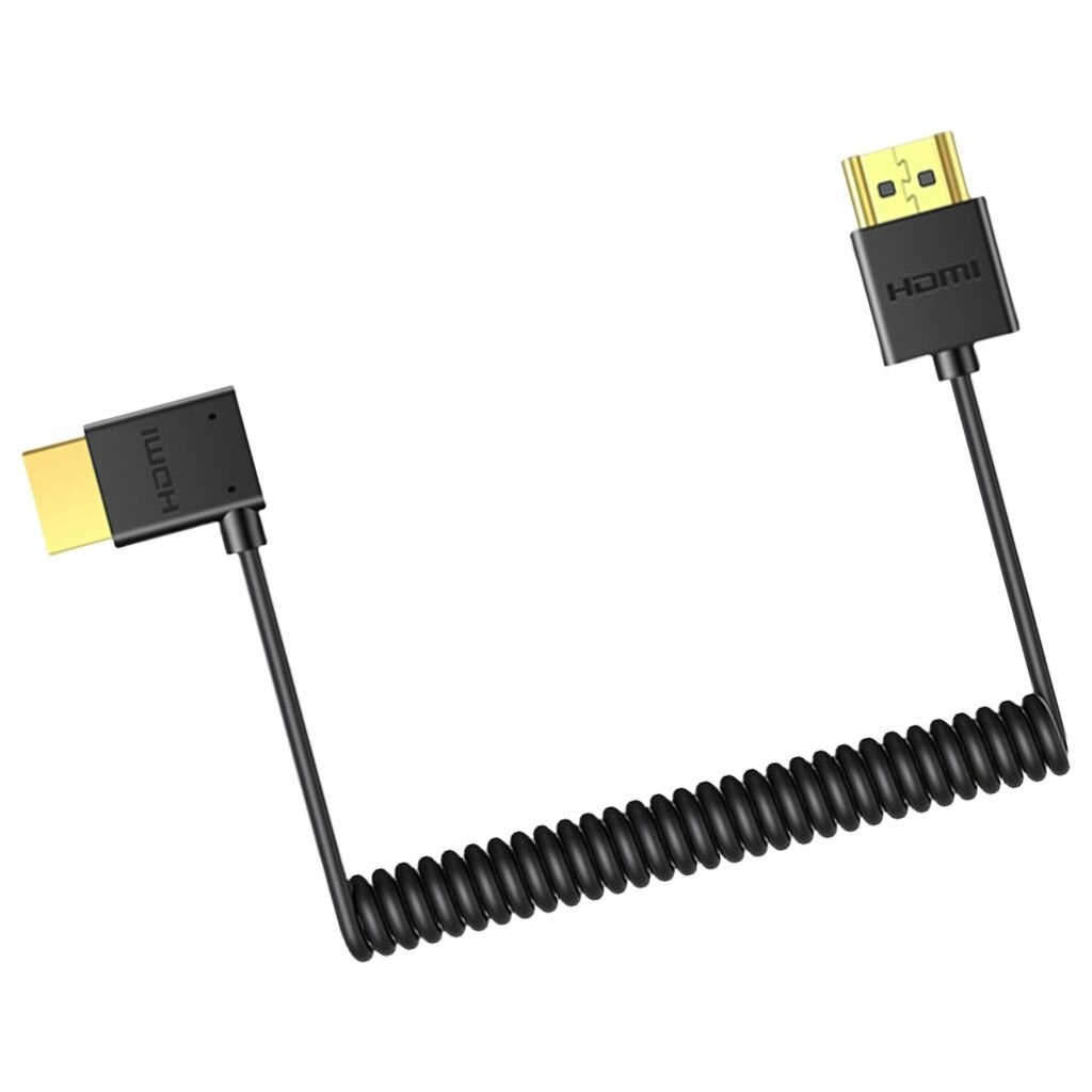 Пружинный кабель 2.0HDM-HDMI 4K/60HZ-от 0,5 м до 1,8 м, левый изгиб