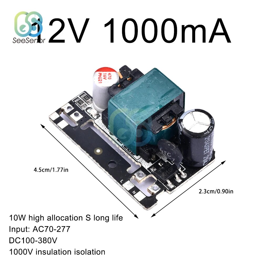 Прецизионный понижающий преобразователь AC-DC 12 В, 300 мА, 450 мА, 1000 мА, понижающий трансформатор переменного тока от 220 В до 12 В постоянного тока, модуль питания 5 Вт, 10 Вт