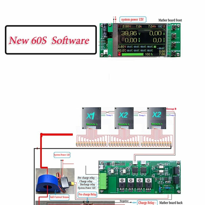BMS 4S-60S 200A с ЖК-дисплеем для Li-ion