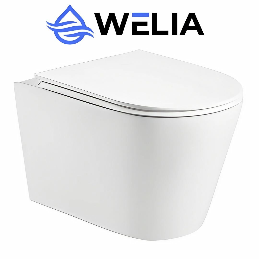Унитаз подвесной безободковый с тройным смывом и сиденьем микролифт Welia WL21