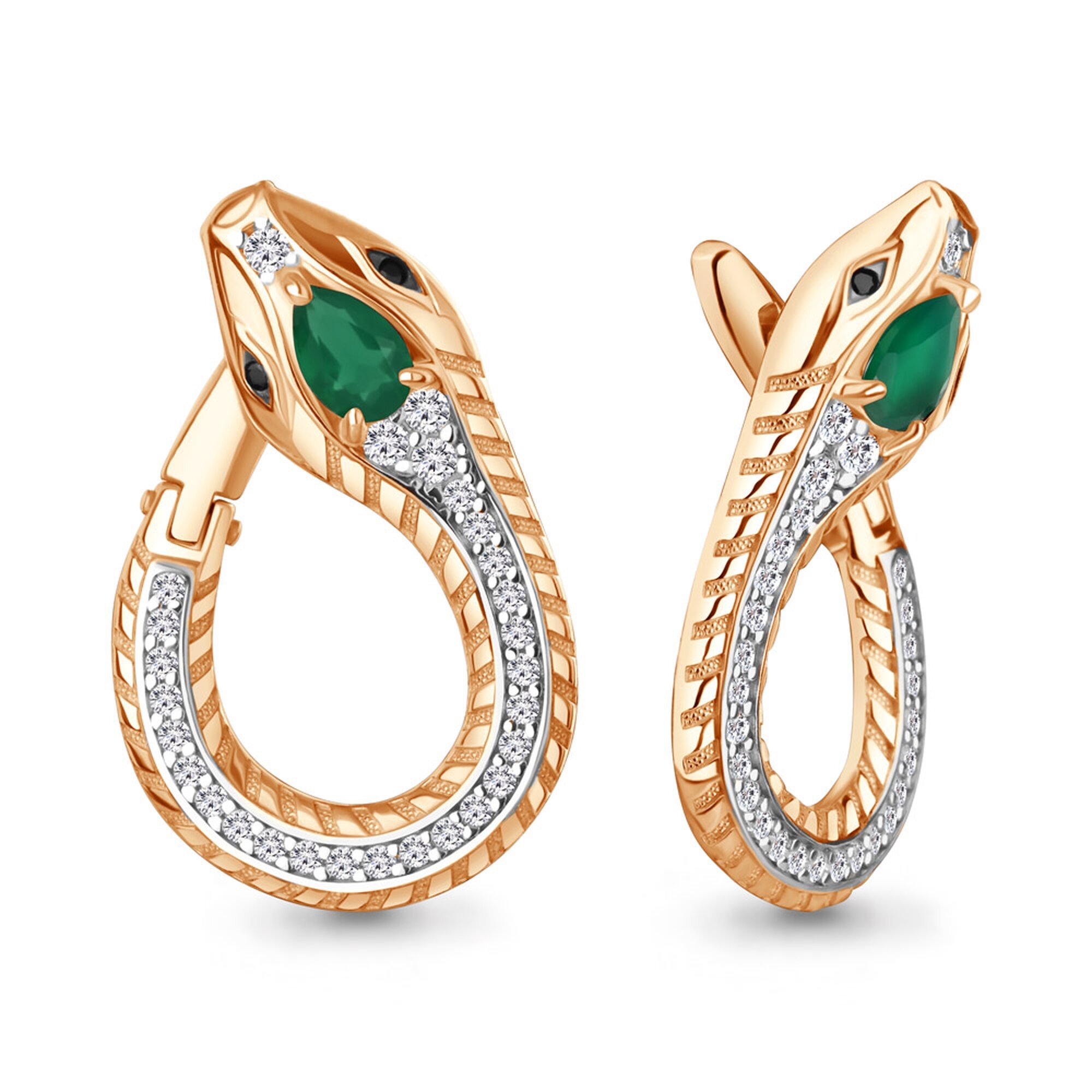 Серьги, серебро, 925 проба, золочение, агат, кристалл, фианит