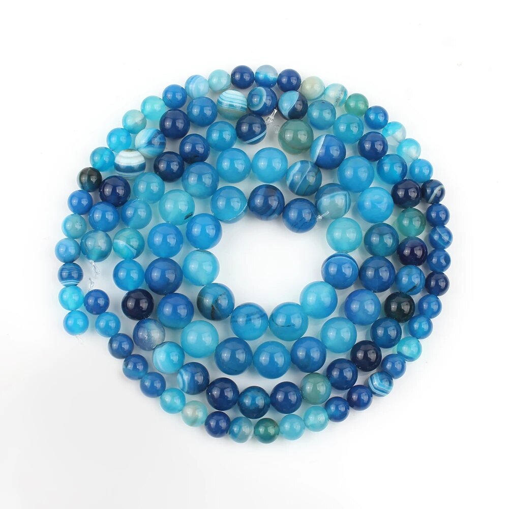 Каменные бусины из агата, сердолика и оникса xilitata 4mm (approx 92pcs), Blue stripe agate