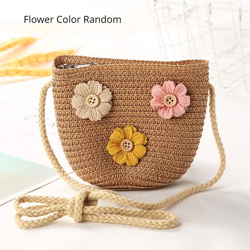 Новинка 2022, летняя детская сумка на плечо для девочек, соломенная сумка с цветком ромашки, сумка-мессенджер, детский кошелек с ключами, милая мини-сумочка принцессы Co3flower