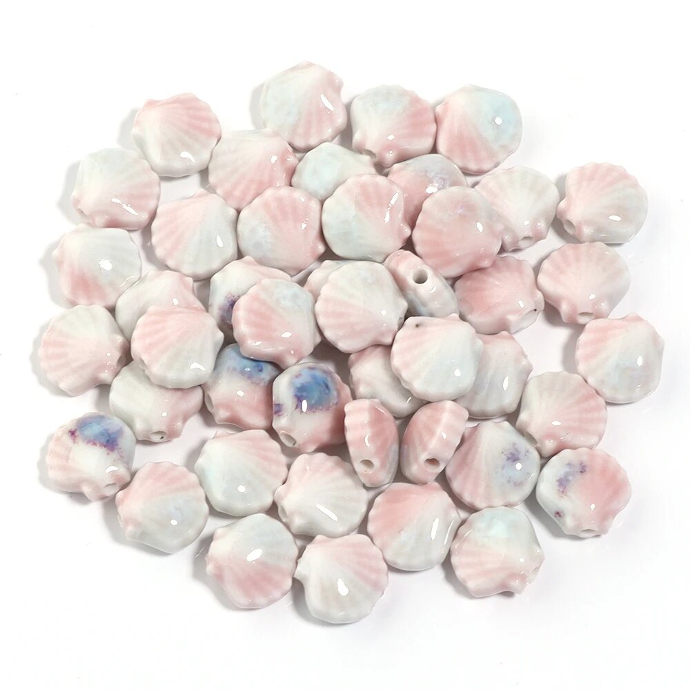 SAUVOO керамические бусины-ракушки 12x11,5 мм разноцветные Light Pink