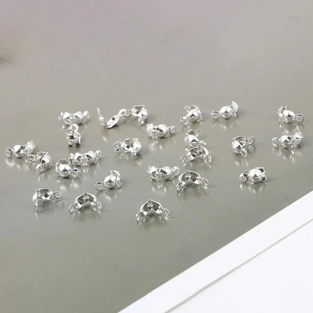Металлические застежки-зажимы для бижутерии 100 шт. Белый, Silver