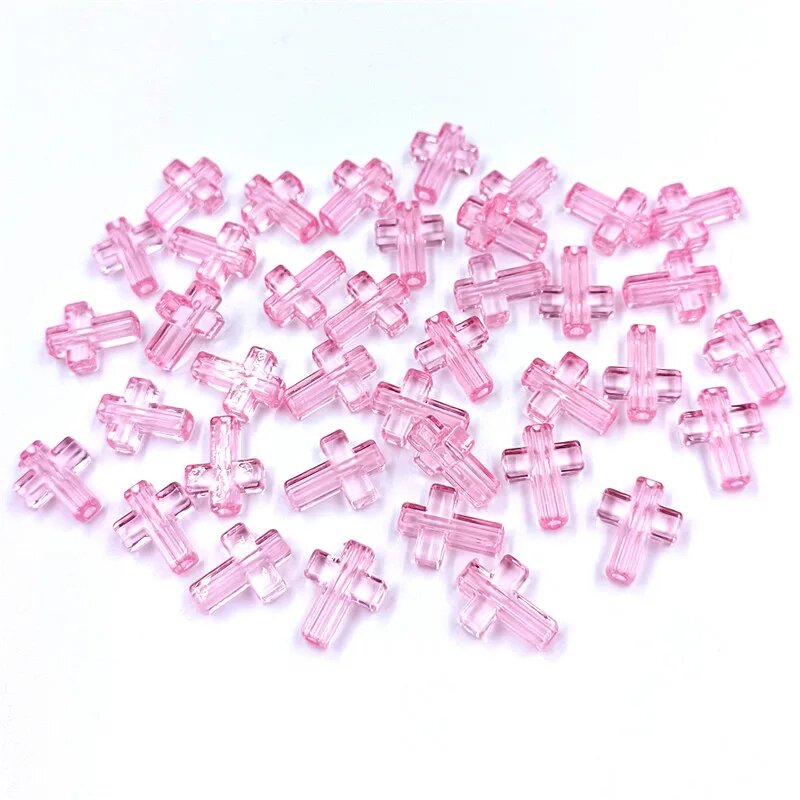 Цветные прозрачные акриловые бусины-кресты 13*16 мм, 20 шт./упаковка, для изготовления ювелирных изделий «сделай сам», подвеска, брелок, ожерелье, модные аксессуары Розовый, Розовый