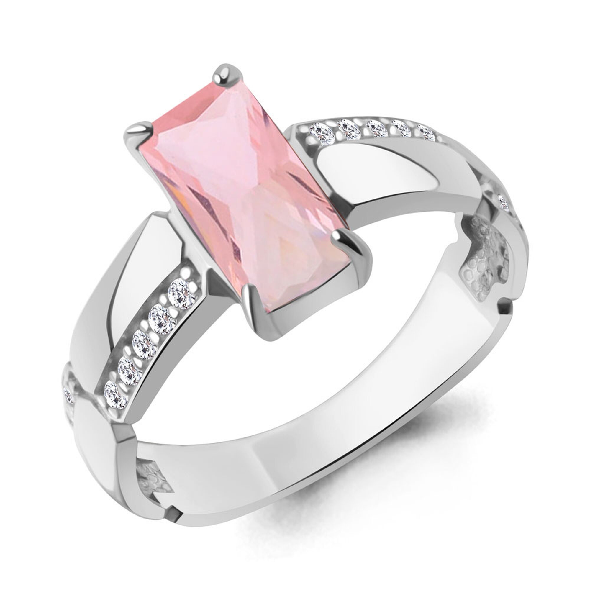 Кольцо, серебро, 925 проба, родирование, фианит