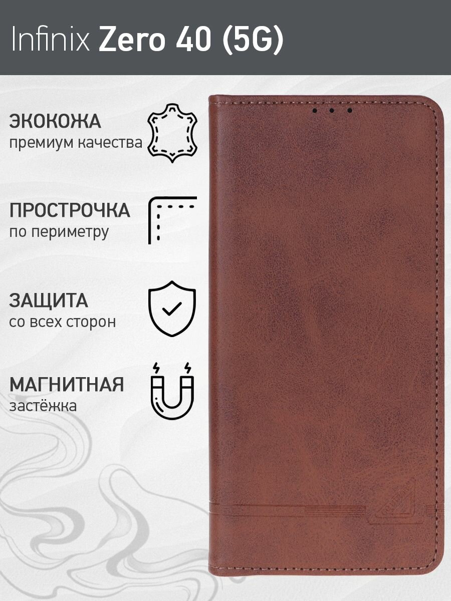 Чехол-книжка для Infinix Zero 40 (5G) (Инфиникс Зеро 40 5Г) из высококачественной искусственной кожи