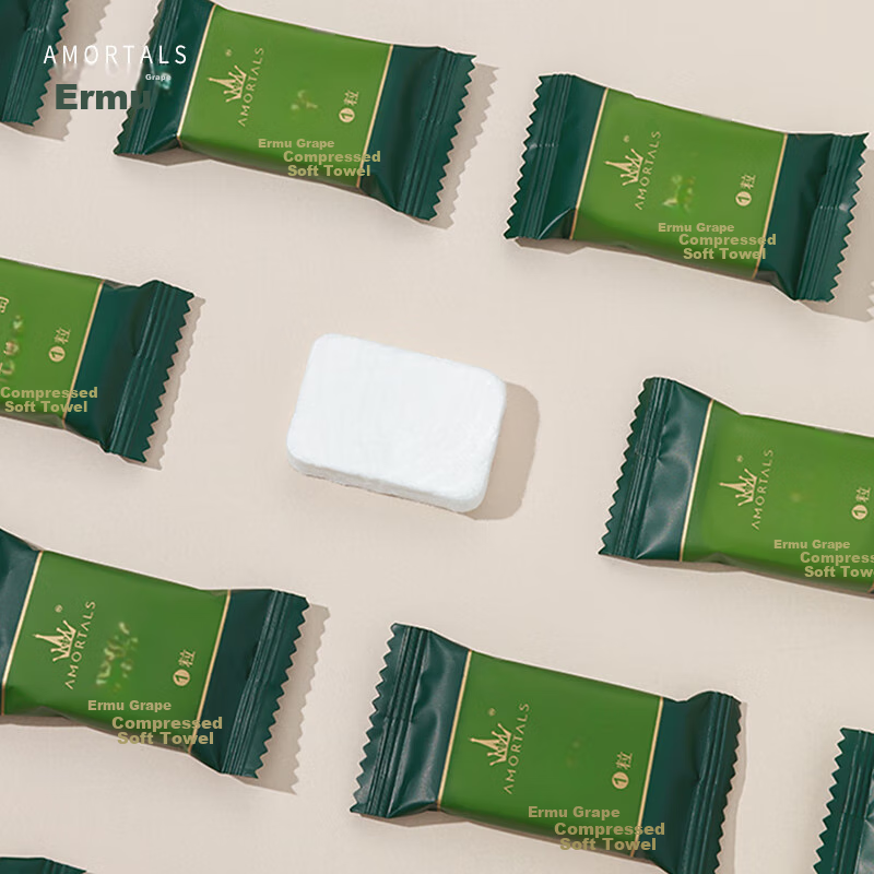 AMORTALS Disposable Compressed Candy Towels, 60 Count Facial Cleansing Wipes, Wet And Dry Use, Travel-Friendly, Holiday Gift