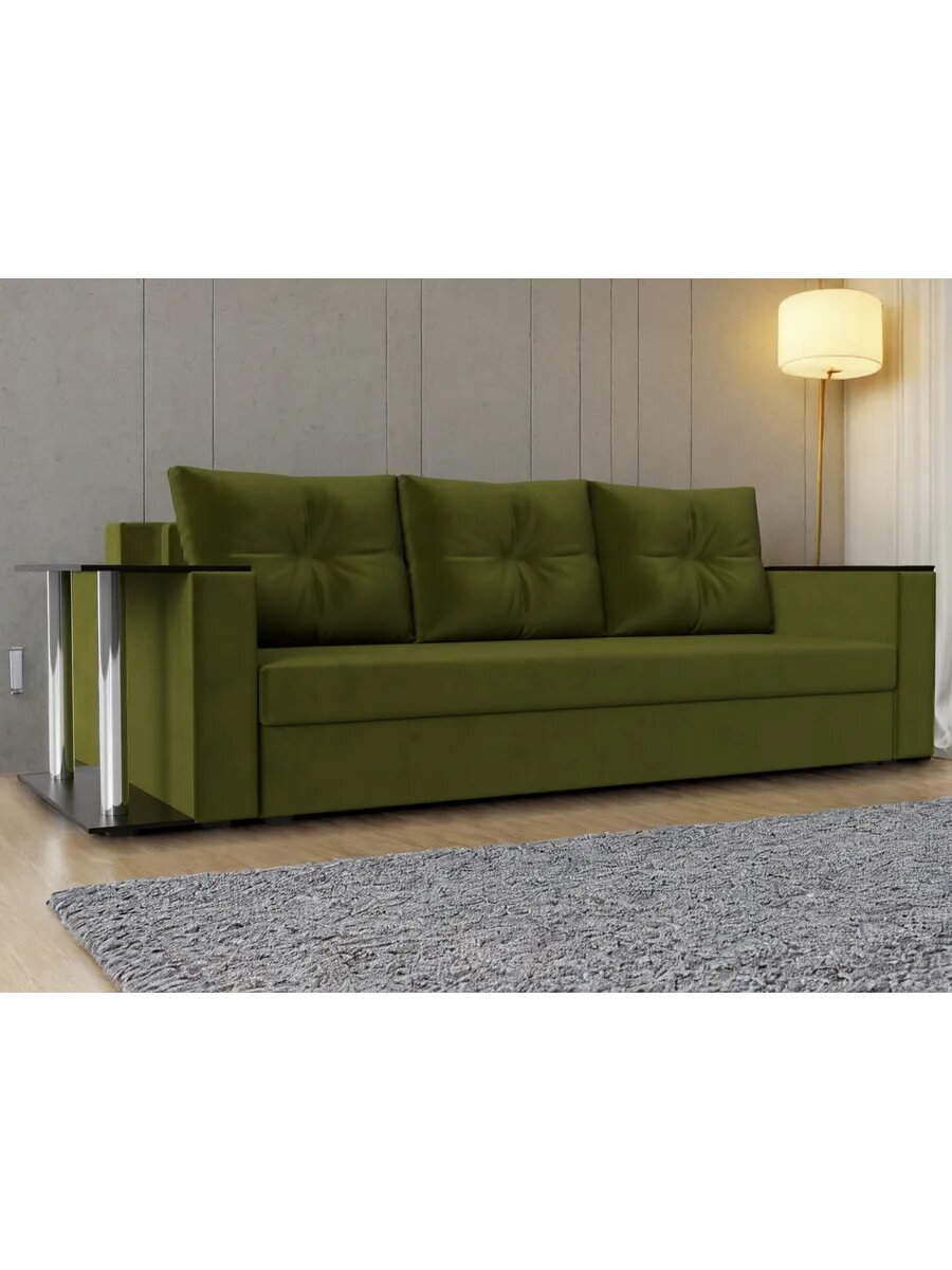 Раскладной прямой диван Атланта Лайт со столом слева