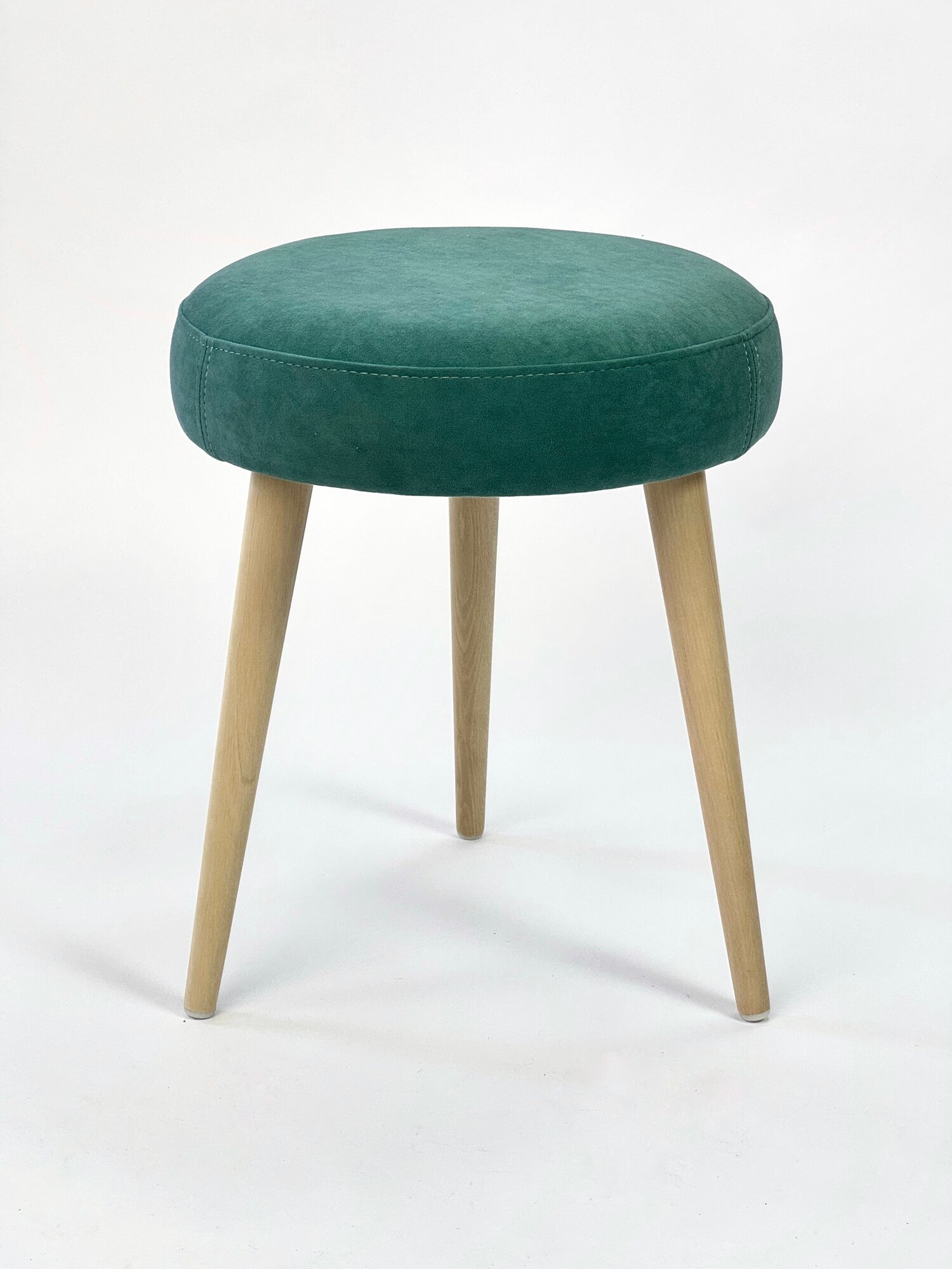 Табурет круглый кухонный, бирюзовый, ножки деревянные прозрачный лак. Табуретка на кухню, съемный антивандальный чехол.