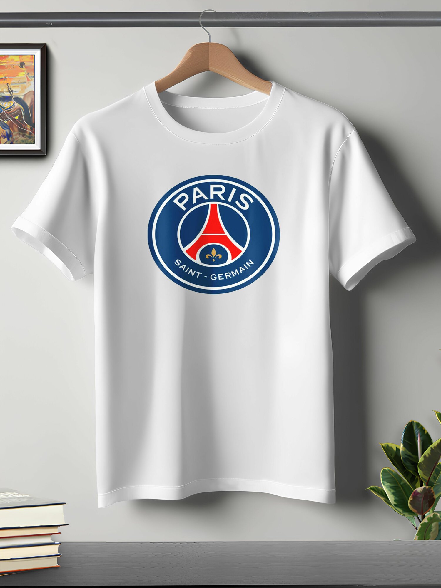 Футболка  Детская ONEQ 122 (7-8) размер с принтом ПСЖ, белая