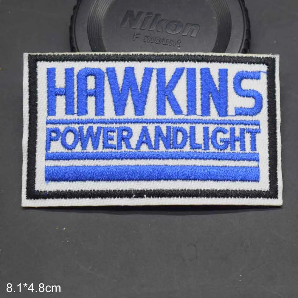 Нашивка вышитая "Hawkins Power and Light" темно-синий, 8.1*4.8см