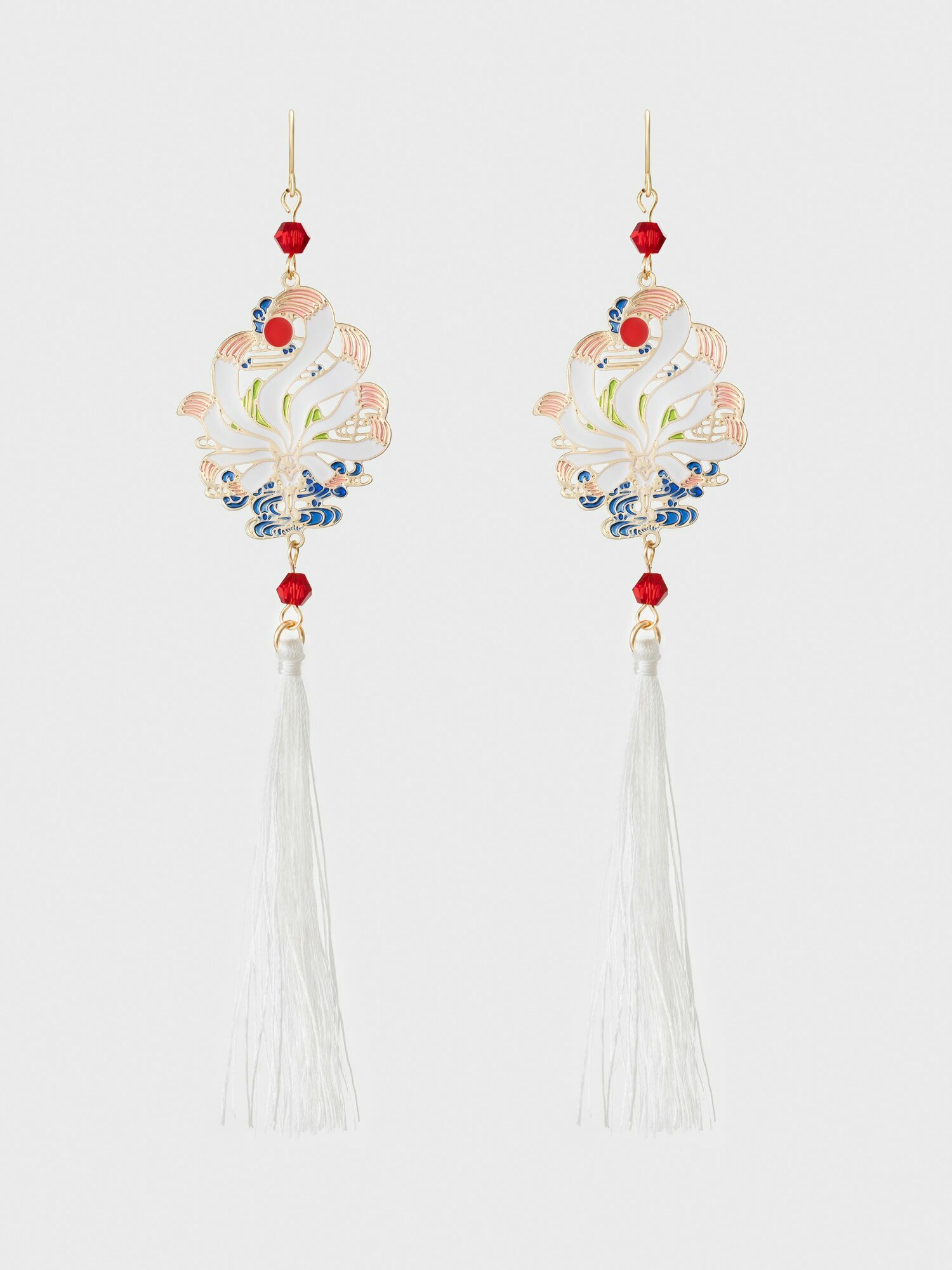 Серьги непарные, эмаль, акрил, жемчуг имитация