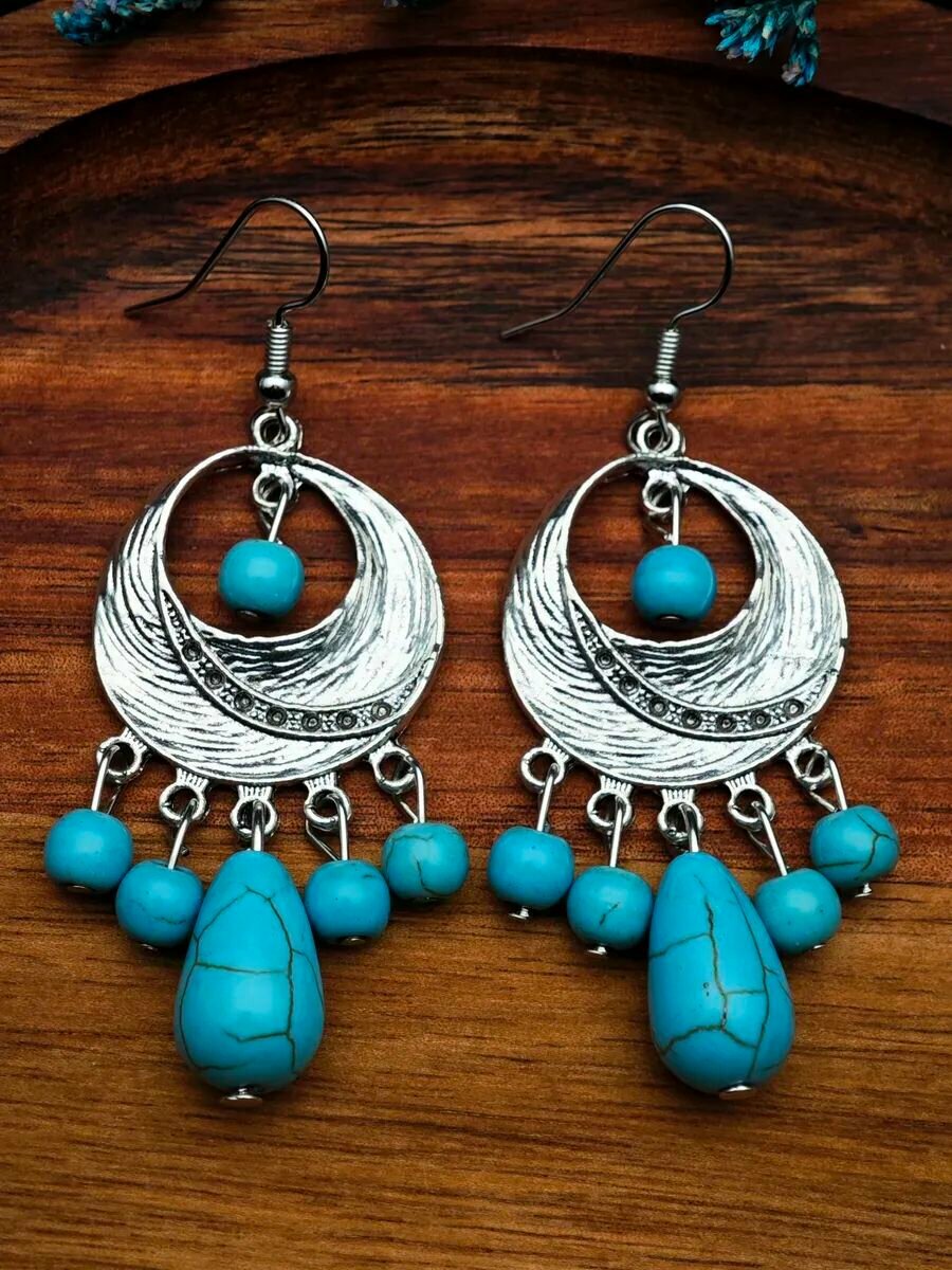 Серьги be self true, эмаль, бирюза синтетическая