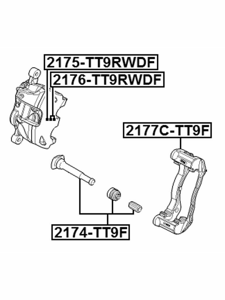 Втулка направляющая суппорта тормозного переднего комплект MERCEDES BENZ, FORD, VOLKSWAGEN 2174-TT9F FEBEST.