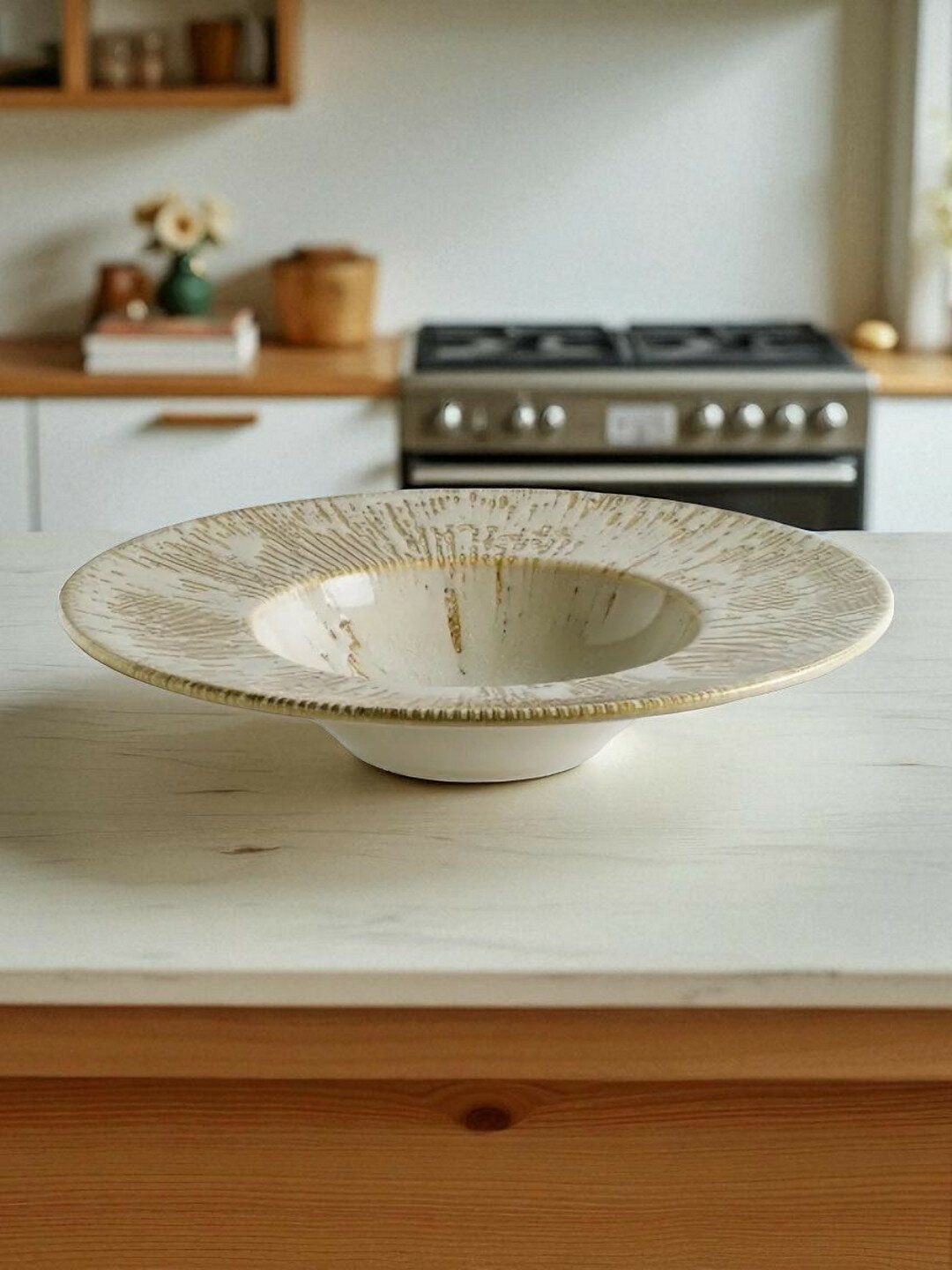 Набор тарелок для пасты 2 штуки Snell, диаметр 28 см, 400мл, фарфор, бежевый, Bonna