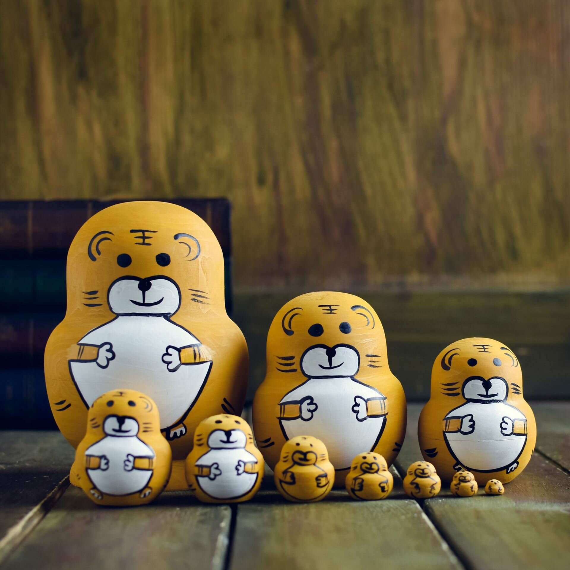 Русская матрешка 10-слойная тигр: деревянная развивающая игрушка для детей