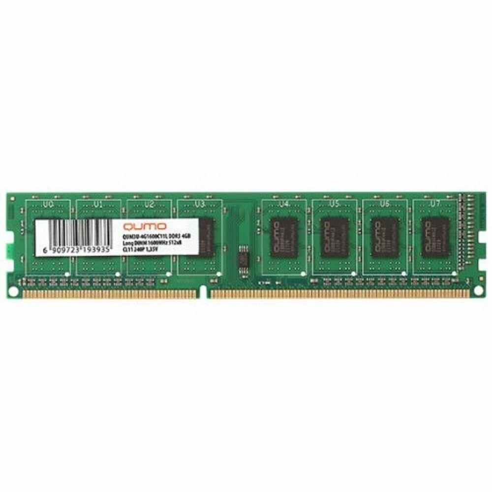 Qumo Модуль памяти DDR3 DIMM 8GB PC3 - 12800 1600MHz QUM3U - 8G1600C11L 1.35V