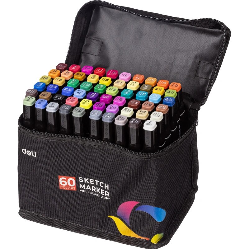 Набор маркеров для скетчинга Deli 60цв. двухстор, E70806-60