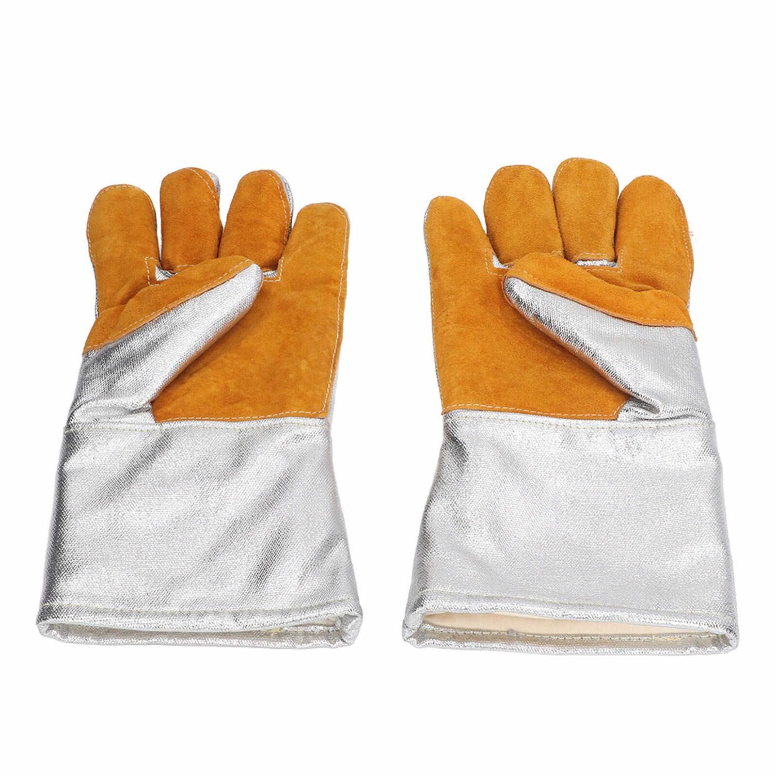 Пара сварочных перчаток из воловьей кожи, термостойкие, огнестойкие, износостойкие, перчатки из алюминиевой фольги