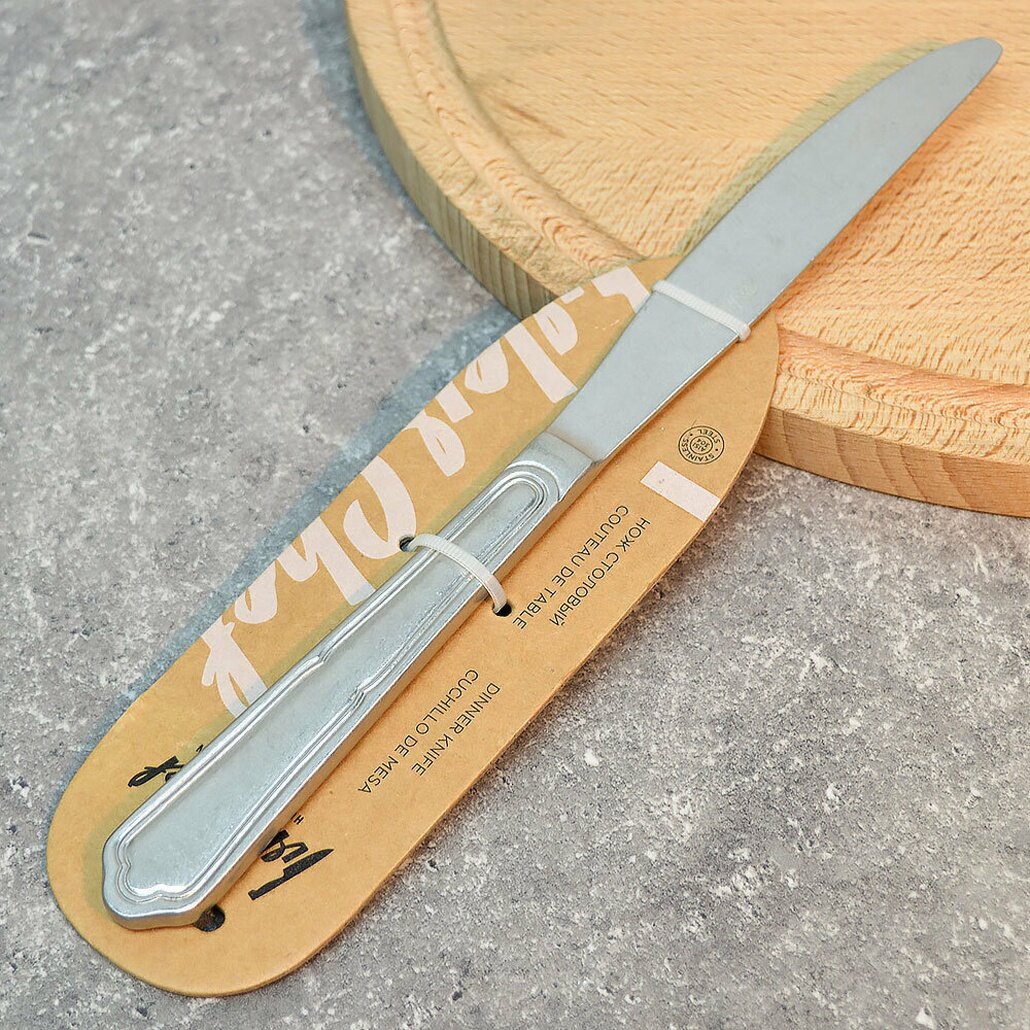 Нож столовый "Ivlev Chef Ladoga" 22см, нержавеющая сталь, серебристый, тиснёная рукоятка