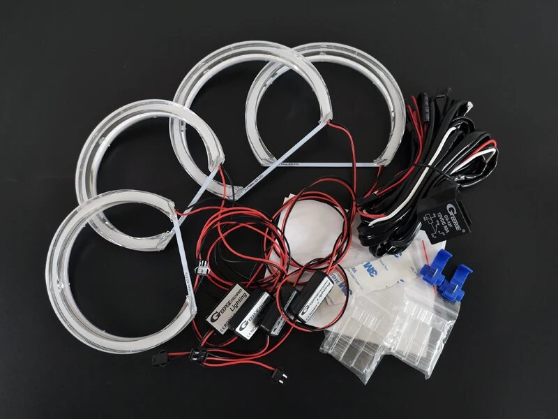 Для BMW E46 E36 E38 E39 131 мм 146 мм Отличная модернизация Ультра яркий кристалл DTM Стиль Led Angel Eyes Kit Halo Rings 131mm Plus 146mm, With Relay Harness