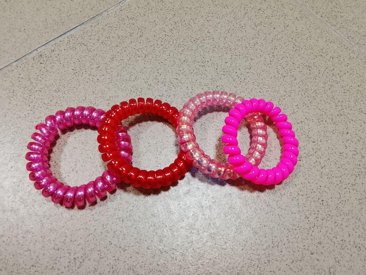 Резинки-пружинки, для волос, набор, 4 шт, женская, розовая, сиреневая