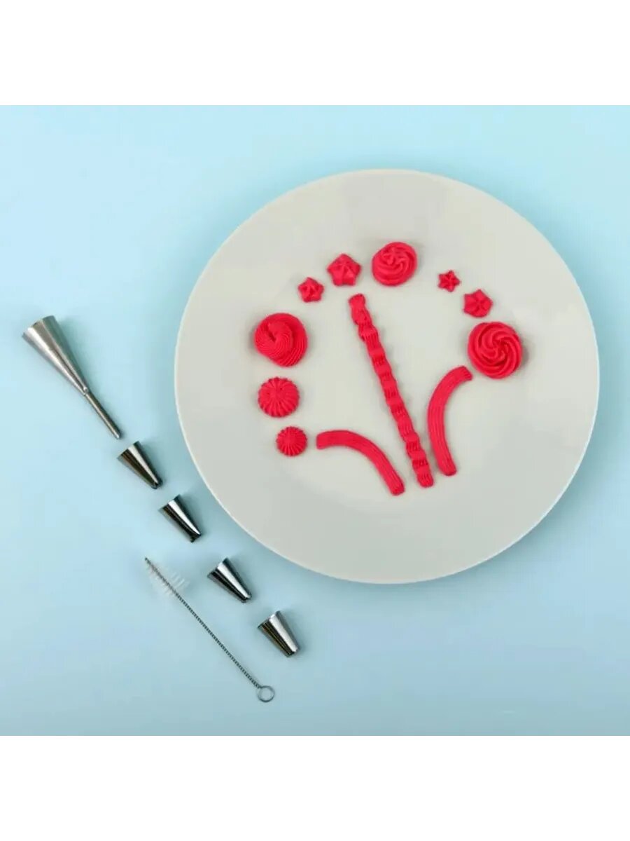 Набор кондитерских насадок с ершиком 6 шт.