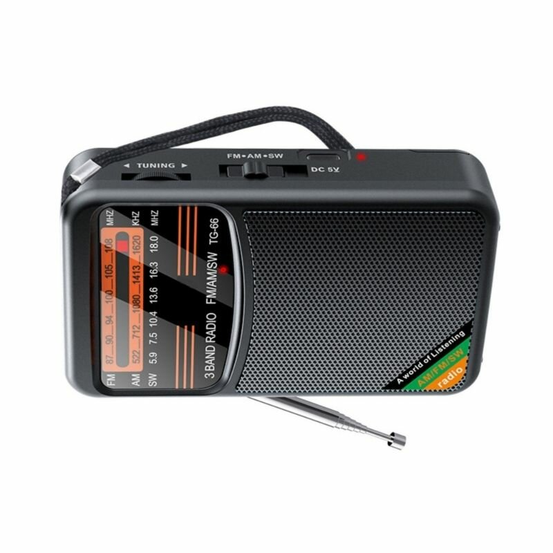 Полнодиапазонный мини-радиоприемник с полным каналом-черный