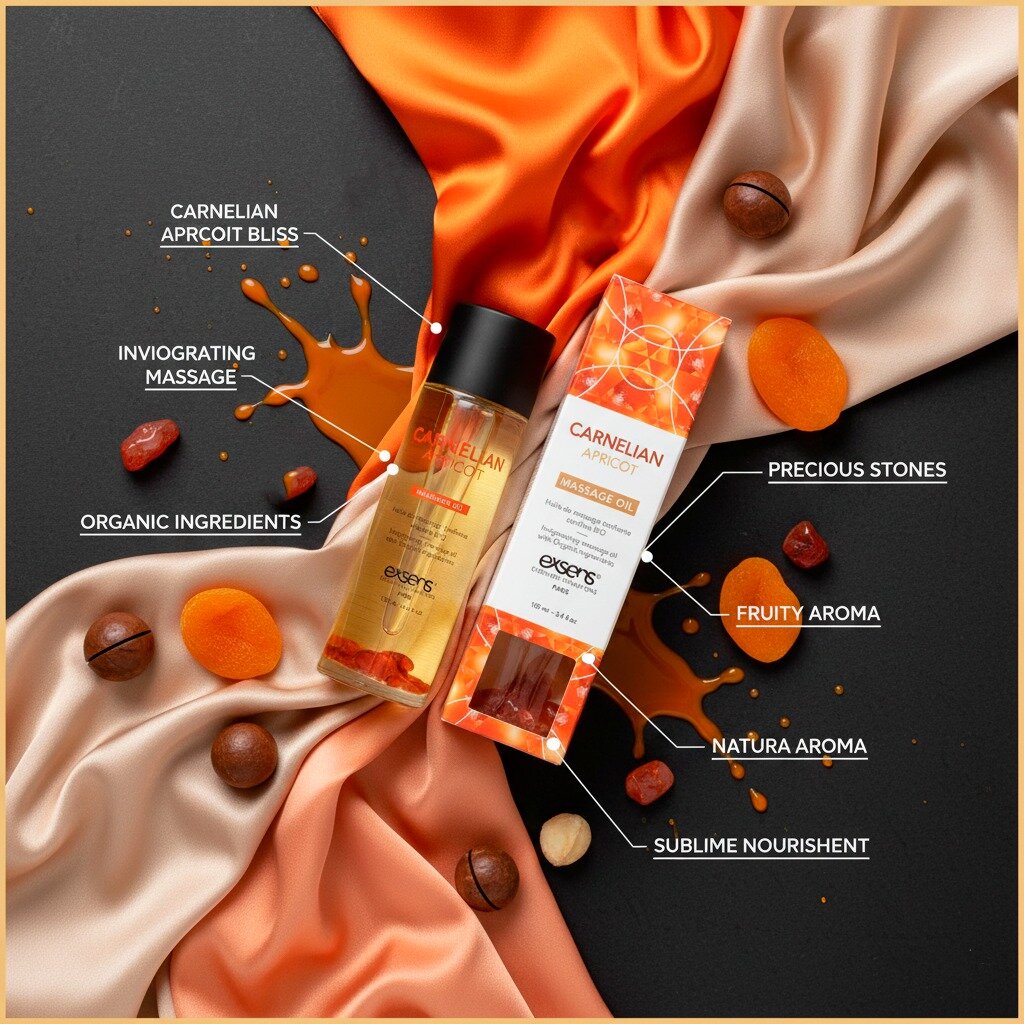 Массажное масло Exsens CARNELIAN, с кристаллами сердолика, для тела, 100мл, Франция