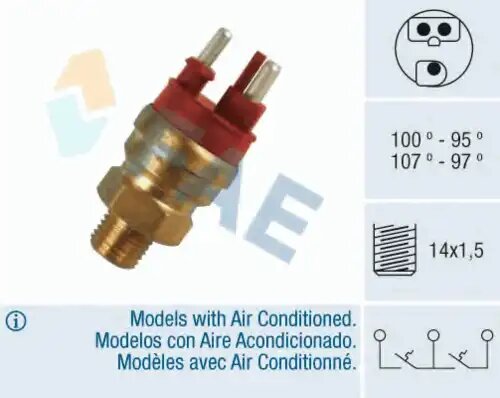 Датчик включения вентилятора с кондиц. MB W124 2.0/2.3D/TD OM601 <93