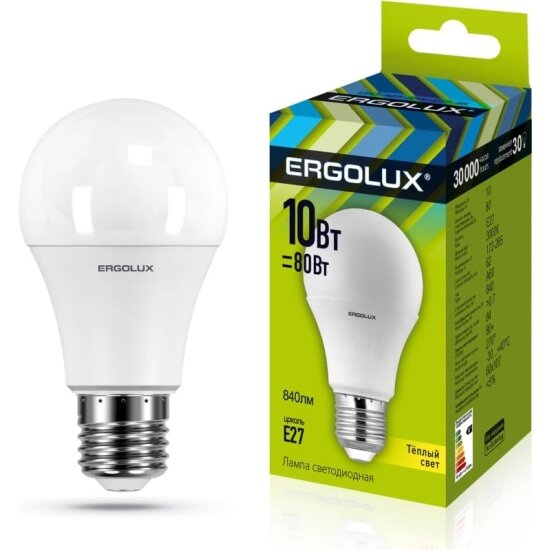Светодиодная лампа Ergolux LED-A60-10W-E27-3K