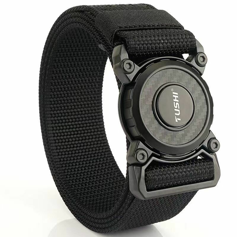 Тактический ремень для мужчин с автоматической пряжкой и быстрым снятием, эластичный растяжимый ремень из холста для тренировок и рабочей одежды