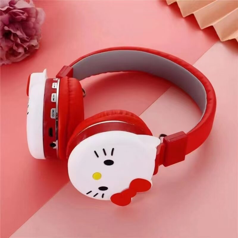 Наушники MINISO "Hello Kitty" Bluetooth5.0, красный, текстиль, с принтом