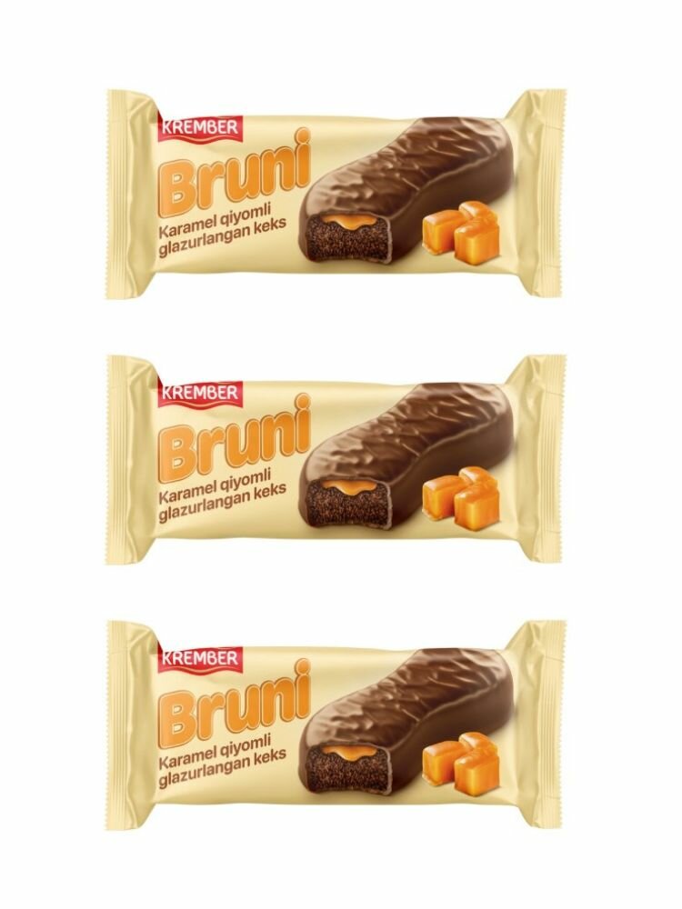 KREMBER Кекс Bruni глазированный с карамелью, 40 г, 3 шт