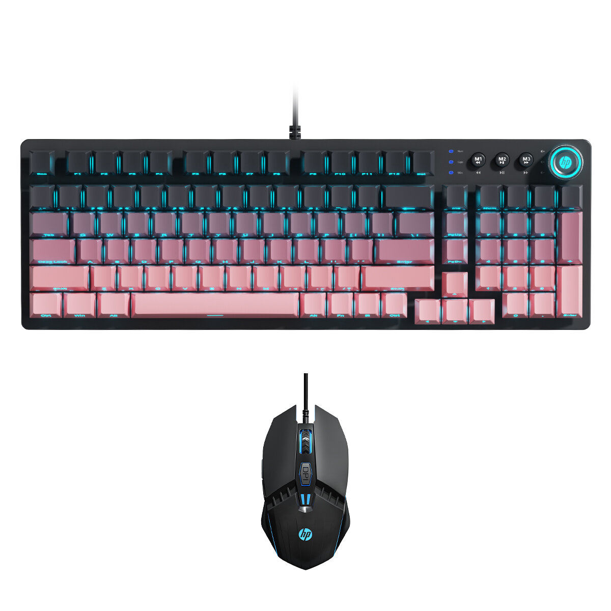Клавиатура унисекс HP 1302918078, Keyboard & Mouse Set GK100S Blackberry Pink+Esports Mouse White+Mouse Pad
