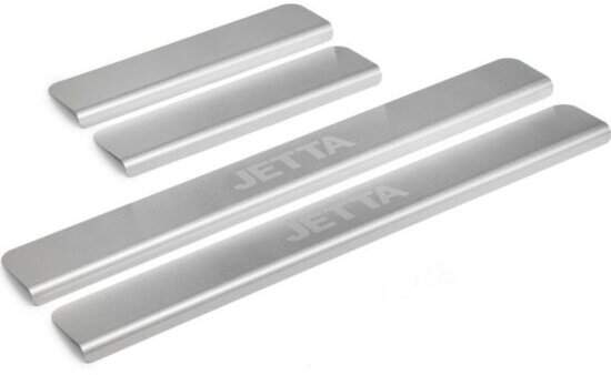 Накладки порогов Rival для Volkswagen Jetta VI 2010-2015 (2014-н. в.), нержавеющая сталь, с надписью, 4 шт.