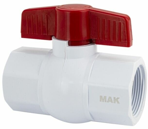 Кран шаровый из ПВХ 1 1/2" м/м, ручка-бабочка МАК
