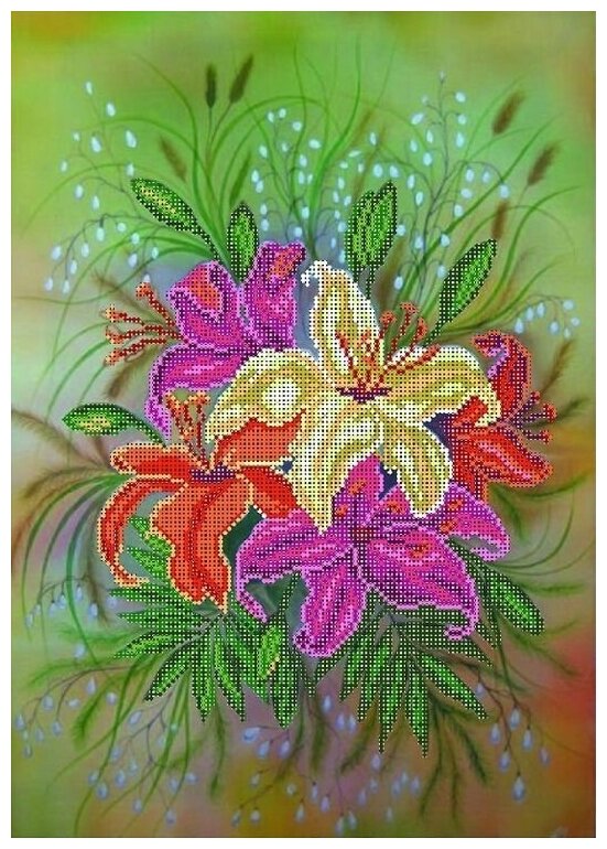 Набор вышивки бисером Матренин Посад "Букет лилий", 37х49 см