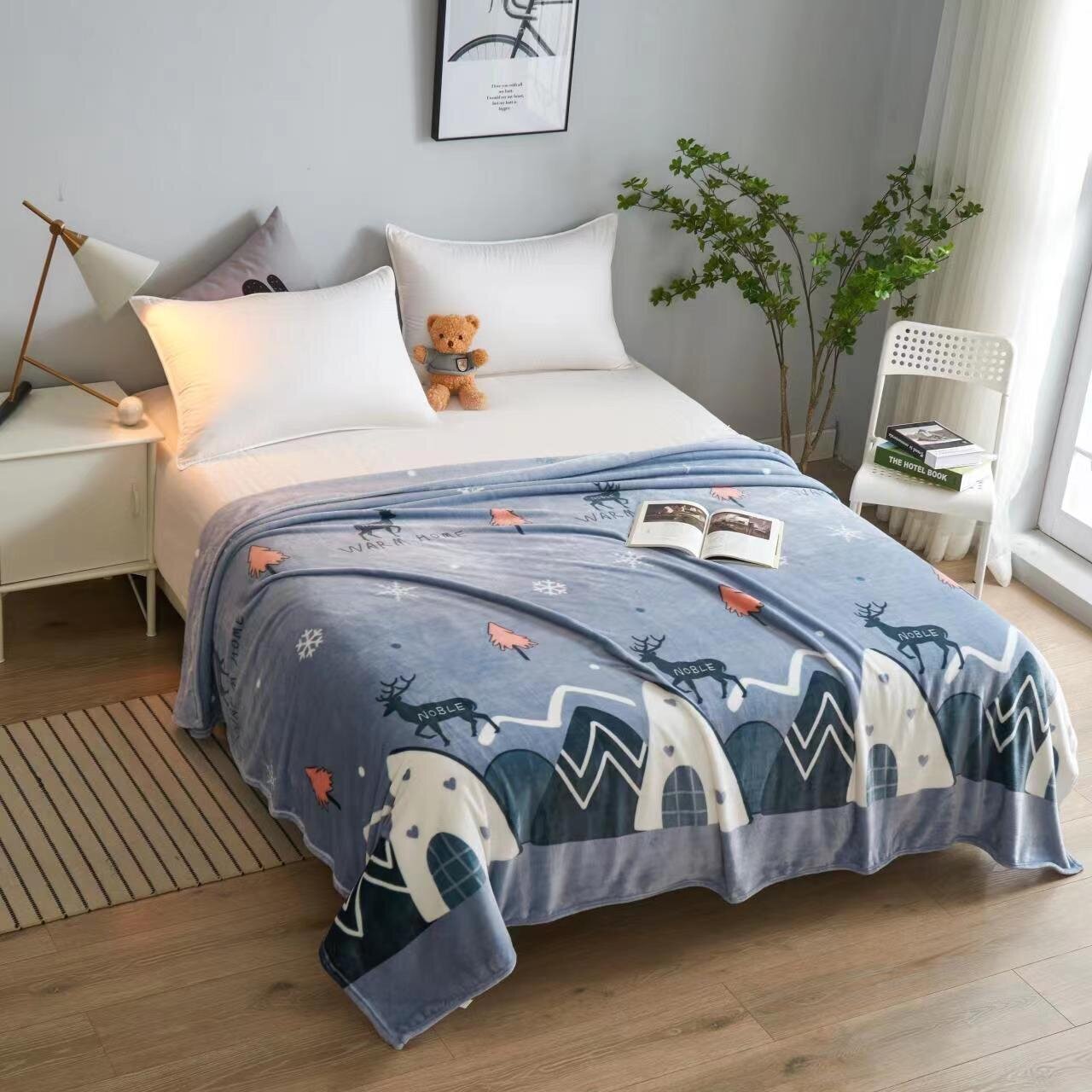 Плед плюшевый евростандарт, 200х220, материал микрофибра, декоративный кант