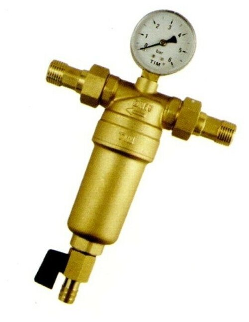 ViEiR Фильтр промывной с манометром 1/2" для горячей воды (JH151)