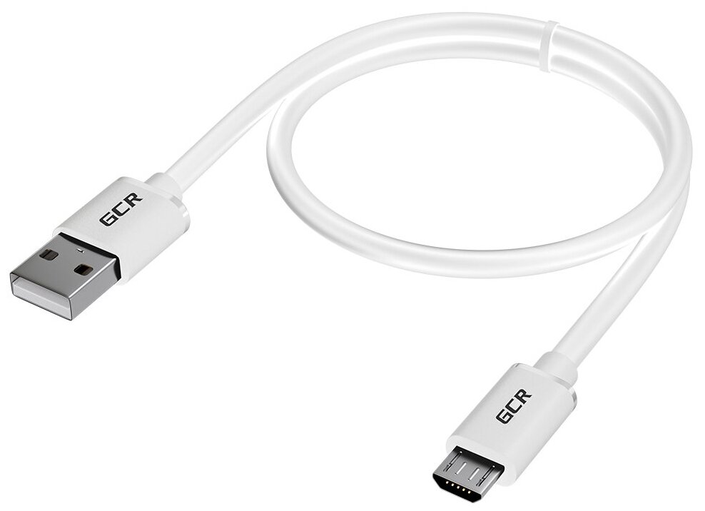Кабель GCR 1.5 метра MicroUSB, белый, быстрая зарядка, (7753232)