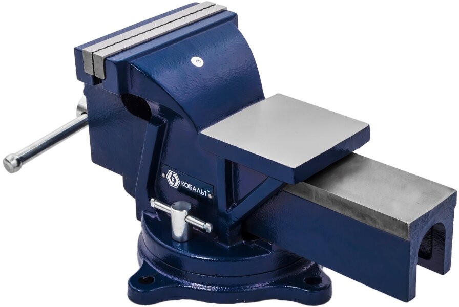Тиски слесарные кобальт поворотные, ширина губок 150 мм, 17 кг, наковальня, коробка наковальня, коробка