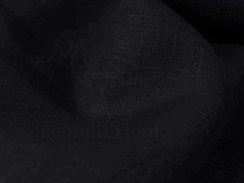 Ткань Белорусский лён Black, лен-батистовый отрез, матовая, черная, обработка края, 150х1 м