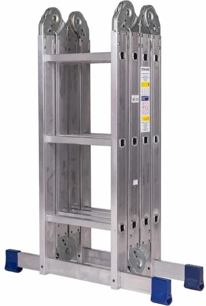 Лестница трансформер STAIRS с 12 ступенями и алюминиевым профилем, высота до 4,41 метра, компактное хранение и рабочая нагрузка 150 кг