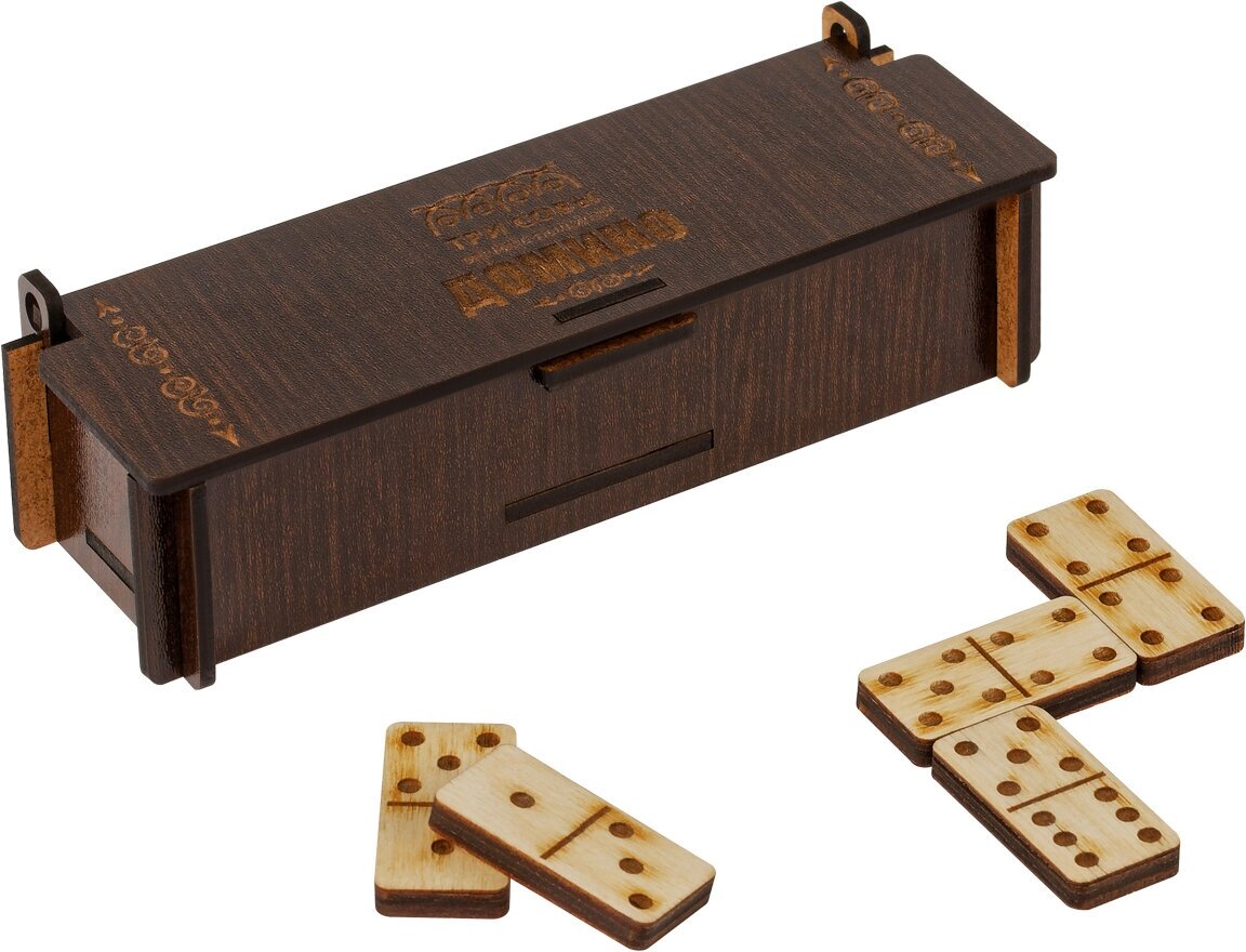 3 шт. Игра настольная Домино, ТРИ совы, фанера, шкатулка из ХДФ