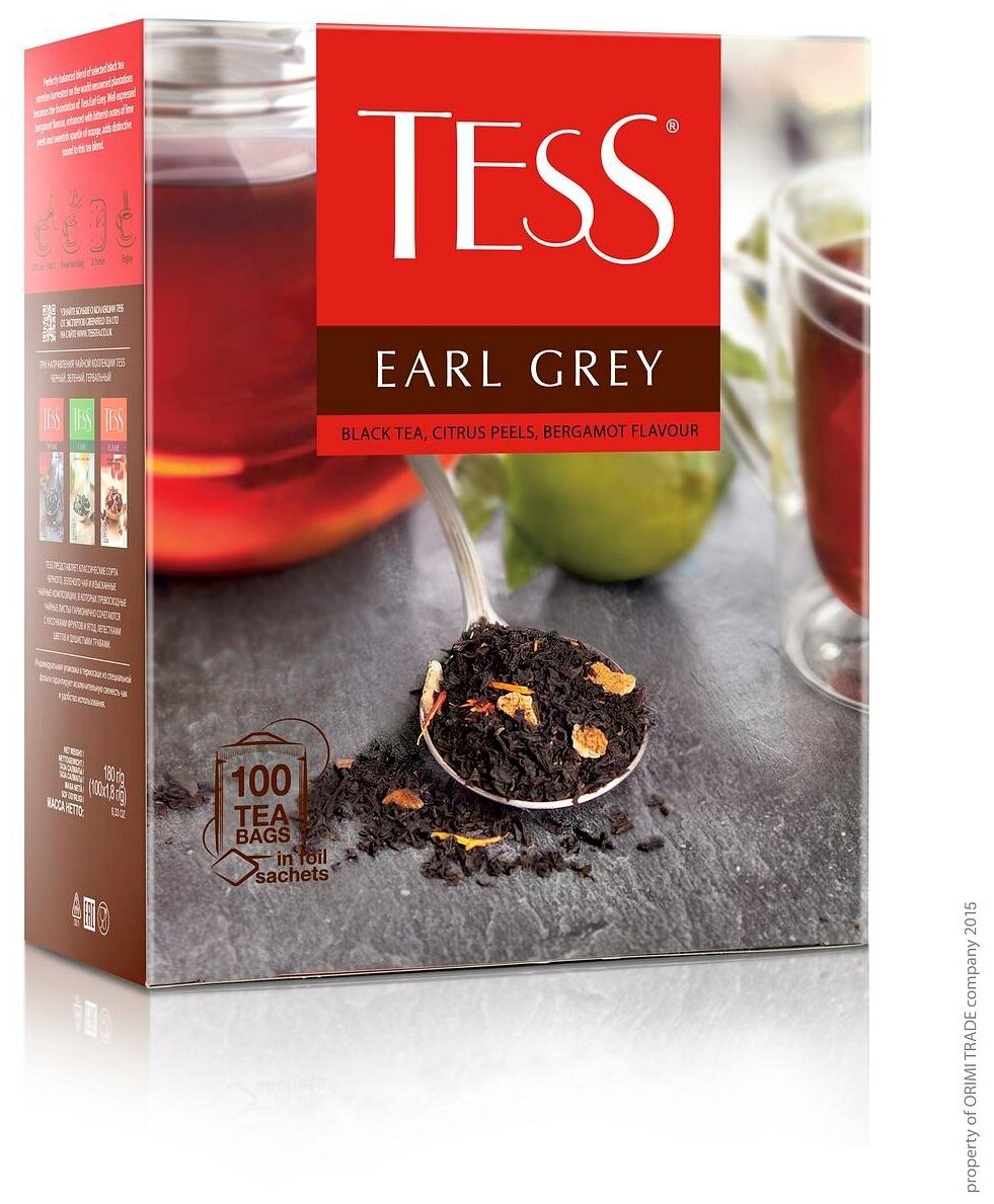 Упаковка 9 штук Чай Tess Earl Grey (1,6г х 100)(900 пакетиков с ярл. в конверте)